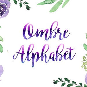 Ombre Alphabet Clip Art, Watercolor Alphabet, Digital Clipart, Numbers ...