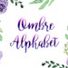 Ombre Alphabet Clip Art, Watercolor Alphabet, Digital Clipart, Numbers ...