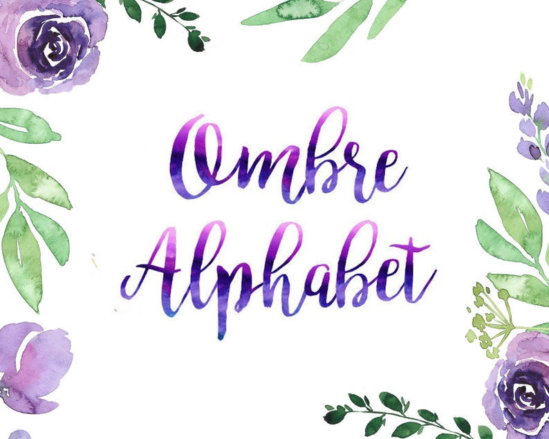 Ombre Alphabet Clip Art Watercolor Alphabet Digital Clipart - Etsy