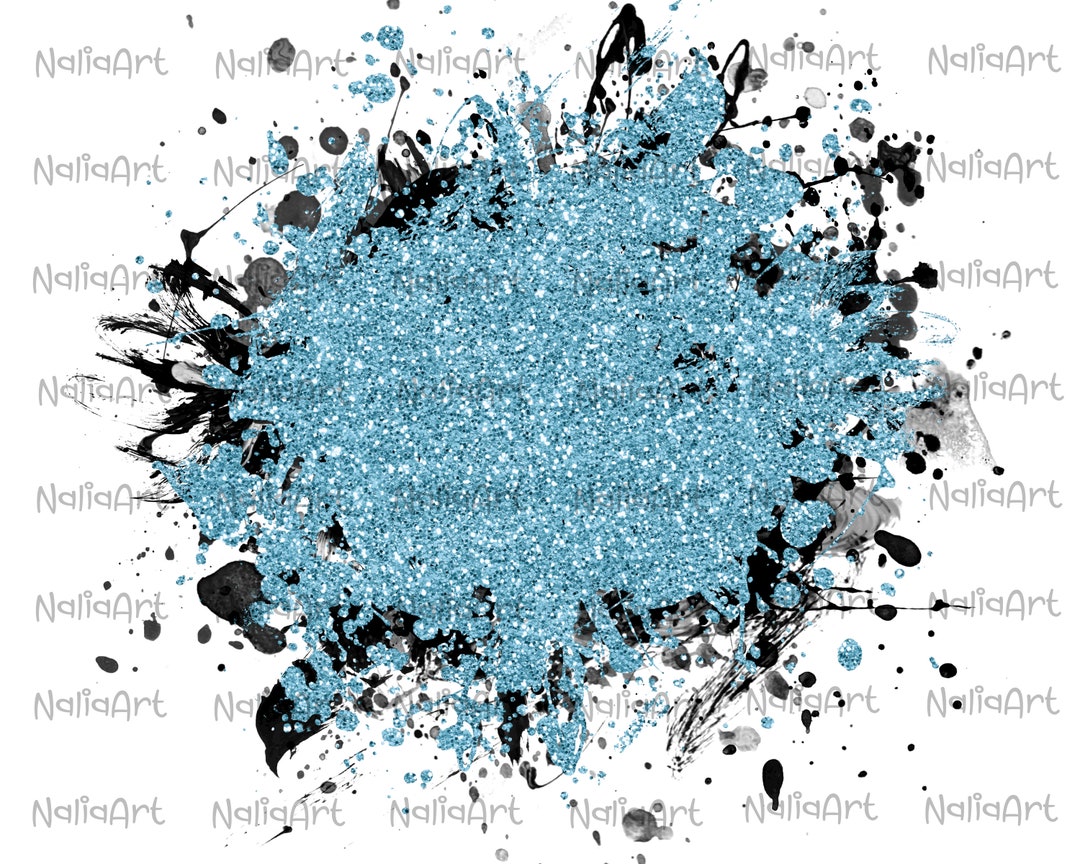 Background Paint Splatter Glitter Blue Black Splash Frame - Etsy