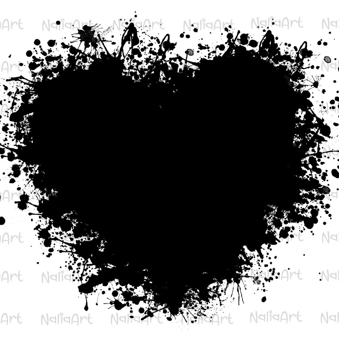 Heart Black Heart PNG Heart Watercolor Sublimation PNG - Etsy