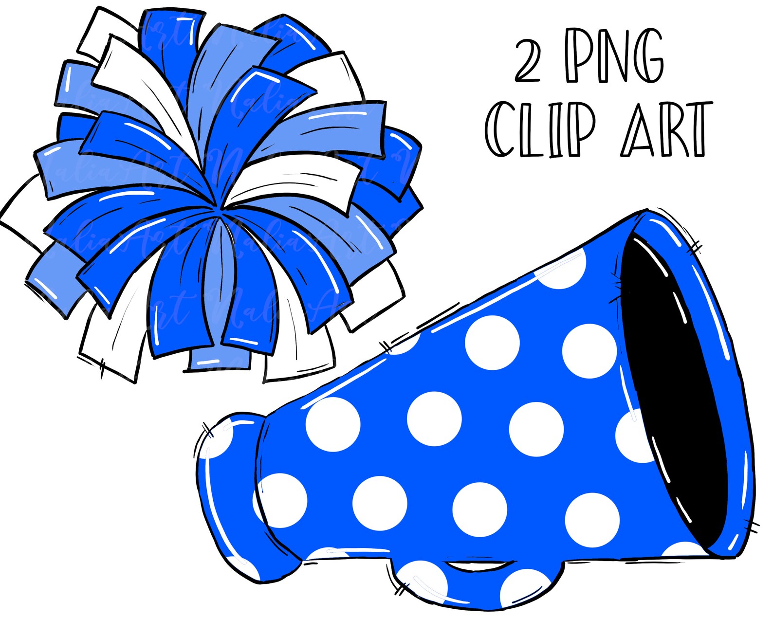 Cheer Poms Megaphone Football Blue Digital Download - Etsy