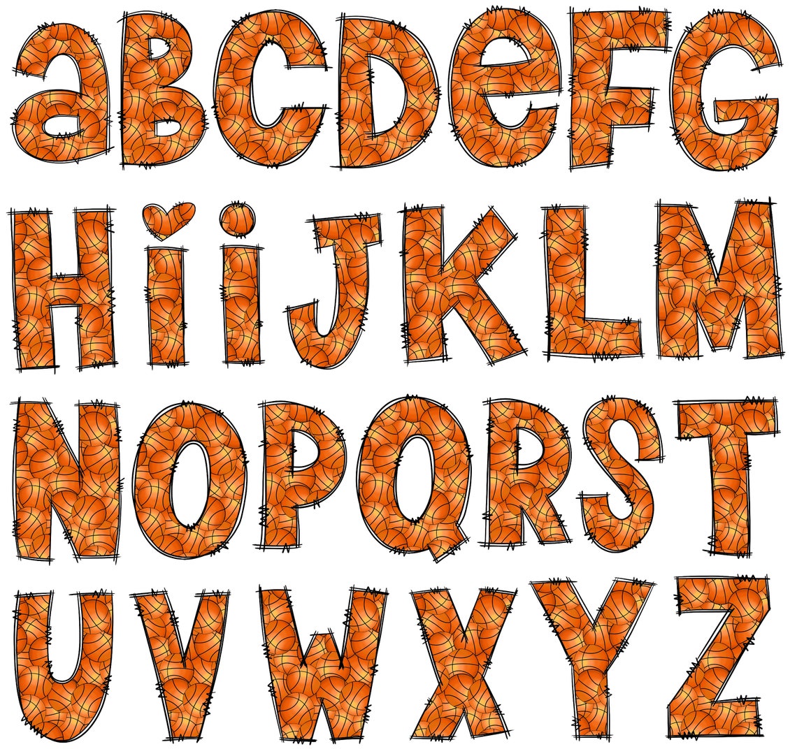 Basketball Doodle Letters Clipart Basketball Letters Clip - Etsy