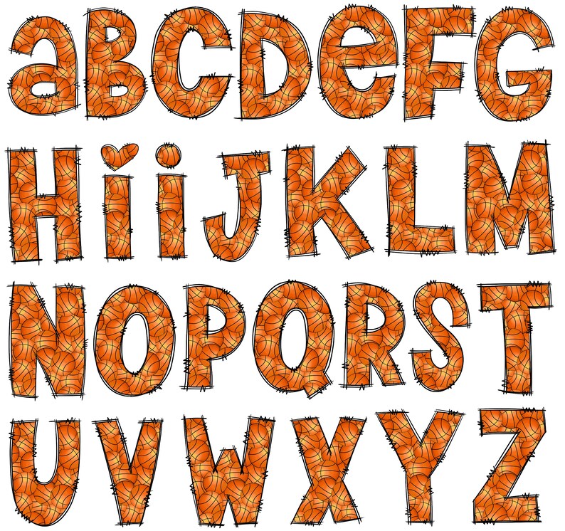 Basketball Doodle Letters Clipart Basketball Letters Clip - Etsy