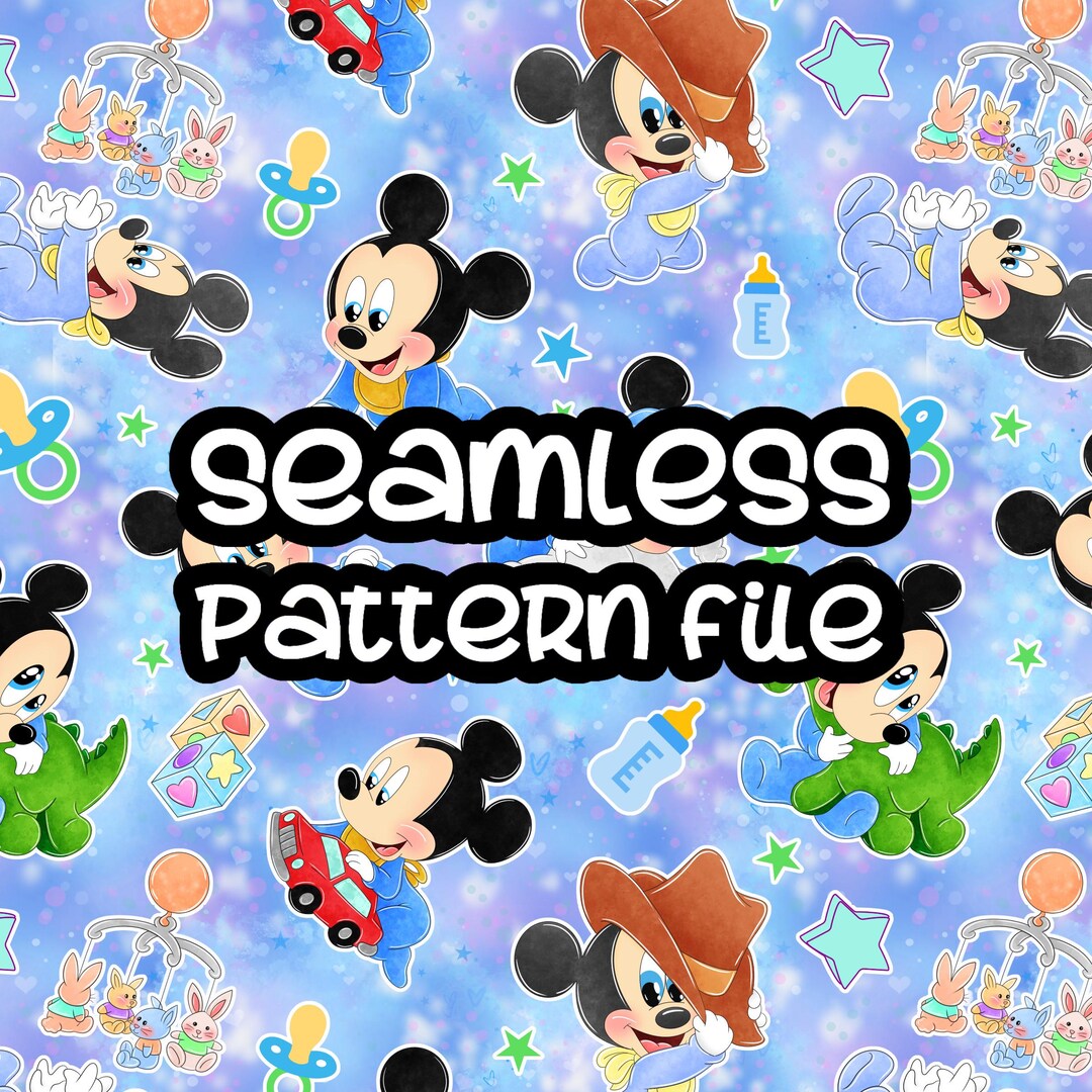 Mickey Mouse Baby Toddler Seamless Pattern, Mickey Mouse and Friends ...