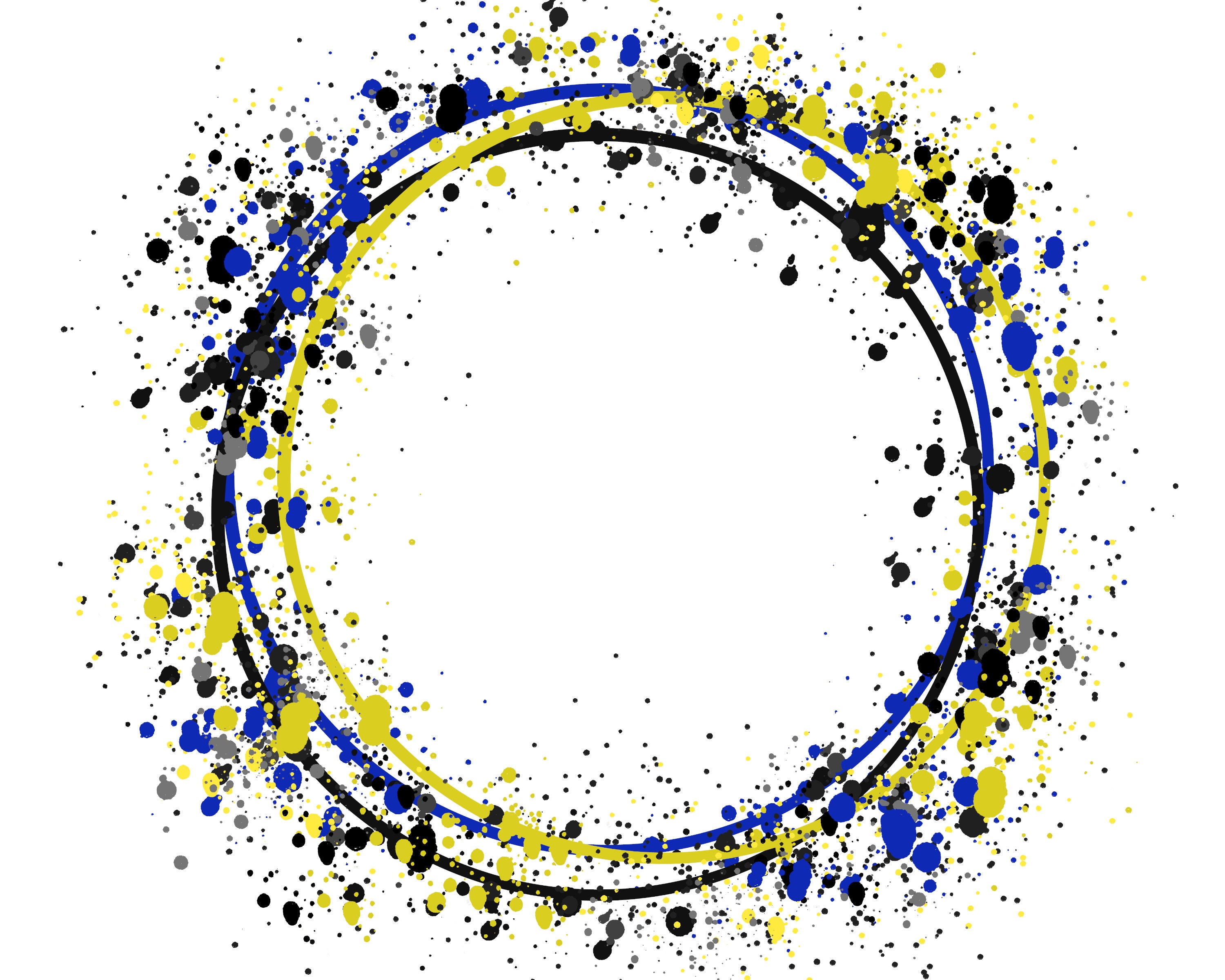 Frame Splatter Blue Yellow Grey Black Background Printable Artwork ...