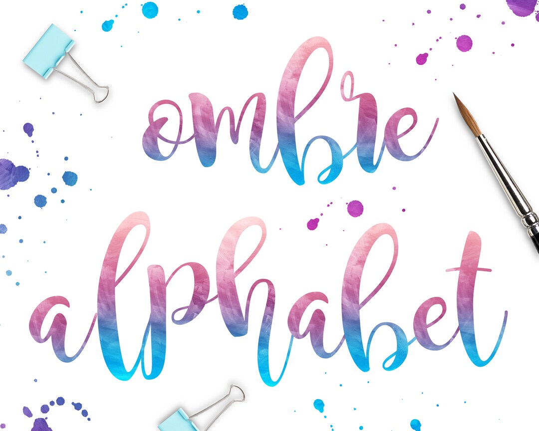 Ombre Watercolor Alphabet Clipart, Watercolor Letters, Digital Clipart ...