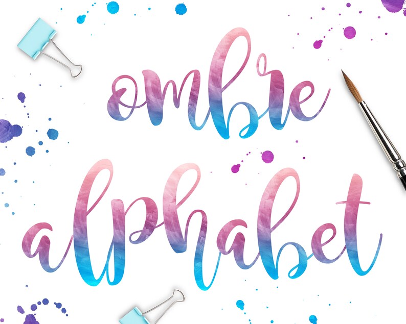 Ombre Watercolor Alphabet Clipart Watercolor Letters Digital - Etsy Canada