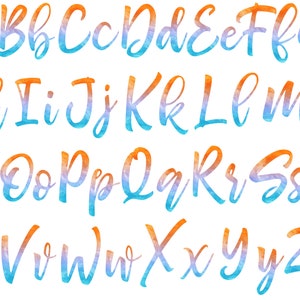 Ombre Watercolor Alphabet Clipart, Watercolor Letters, Digital Clipart ...