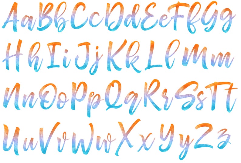 Ombre Watercolor Alphabet Clipart Watercolor Letters Digital - Etsy