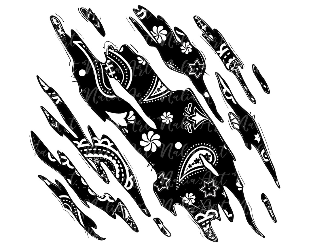 Ripped Scratch Mark Background Black Paisley Bandana Grunge Splash ...