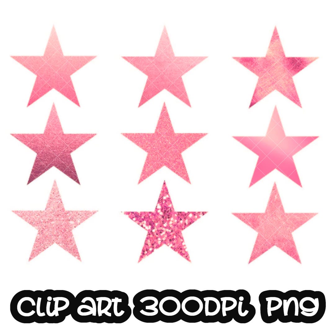 Pink Star, Stars Clip Art, Stars Glitter, Foil Pink, Digital Clipart ...