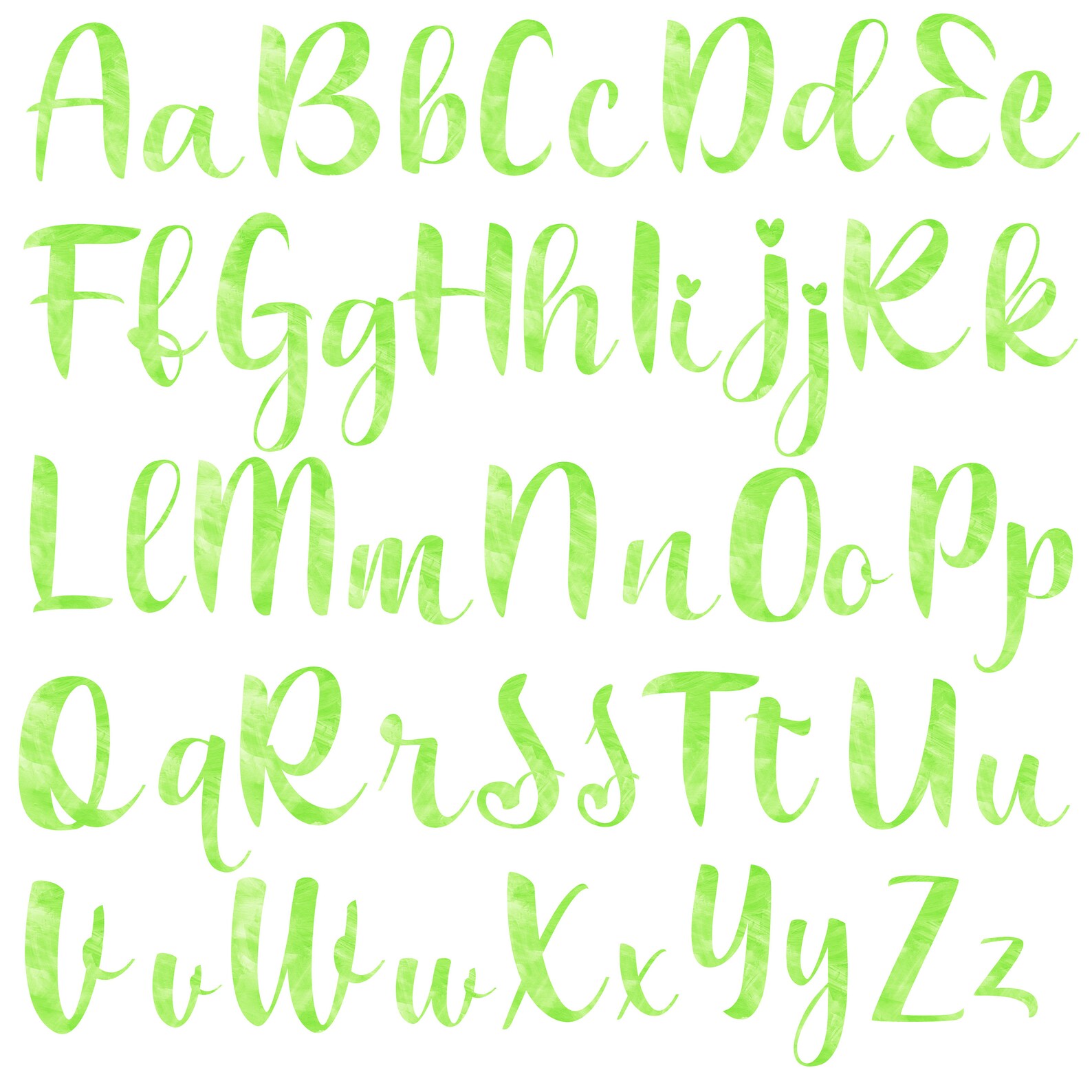 Green Watercolor Alphabet Clipart Watercolor Letters Digital | Etsy