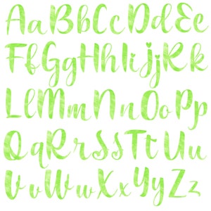 Green Watercolor Alphabet Clipart, Watercolor Letters, Digital Clipart ...