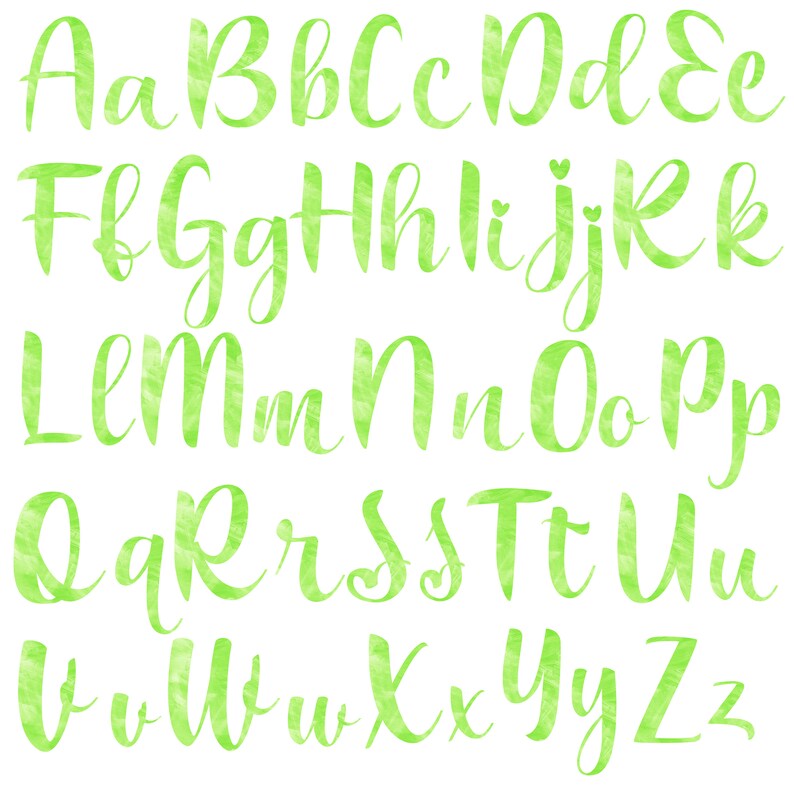Green Watercolor Alphabet Clipart Watercolor Letters Digital | Etsy