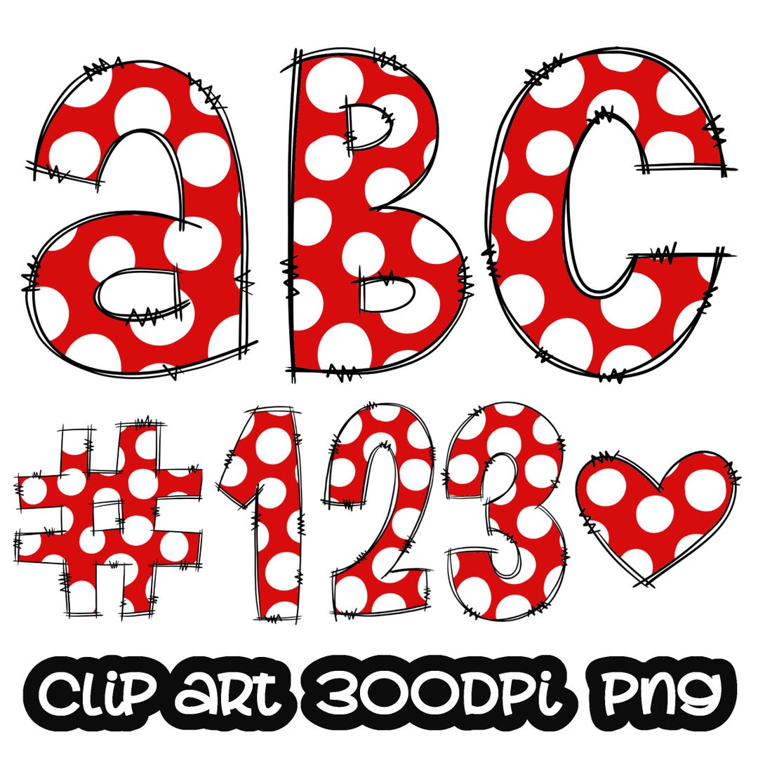 Doodle Alphabet Set Red With Dots Clipart PNG, Hand Drawn Letters Clip ...