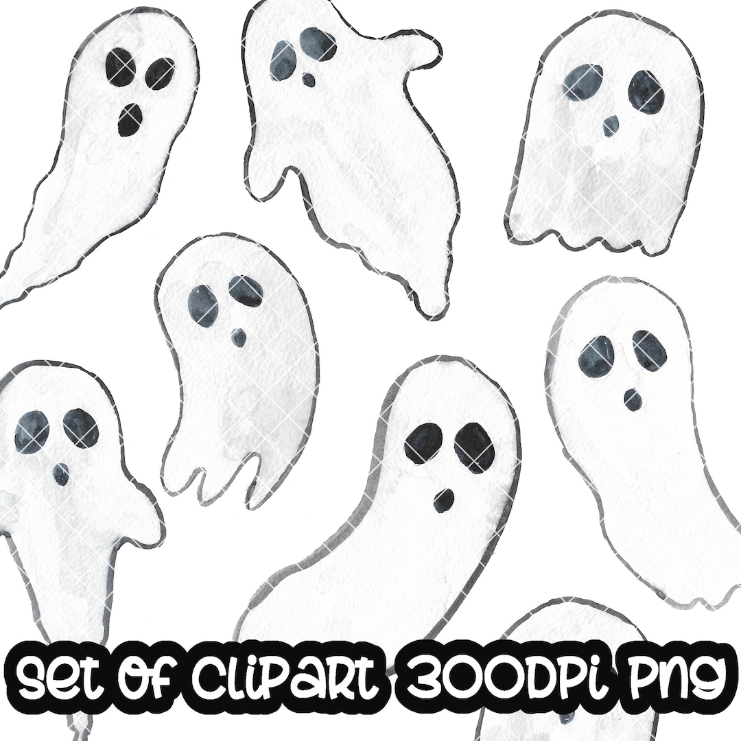 Watercolor Ghost Clipart PNG Bundle – Spooky Halloween Digital Download ...
