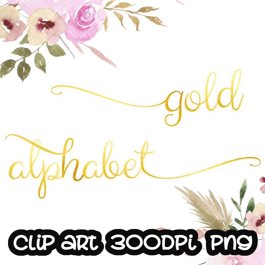 Gold Alphabet Clip Art, Gold Foil Alphabet, Digital Clipart, Numbers ...