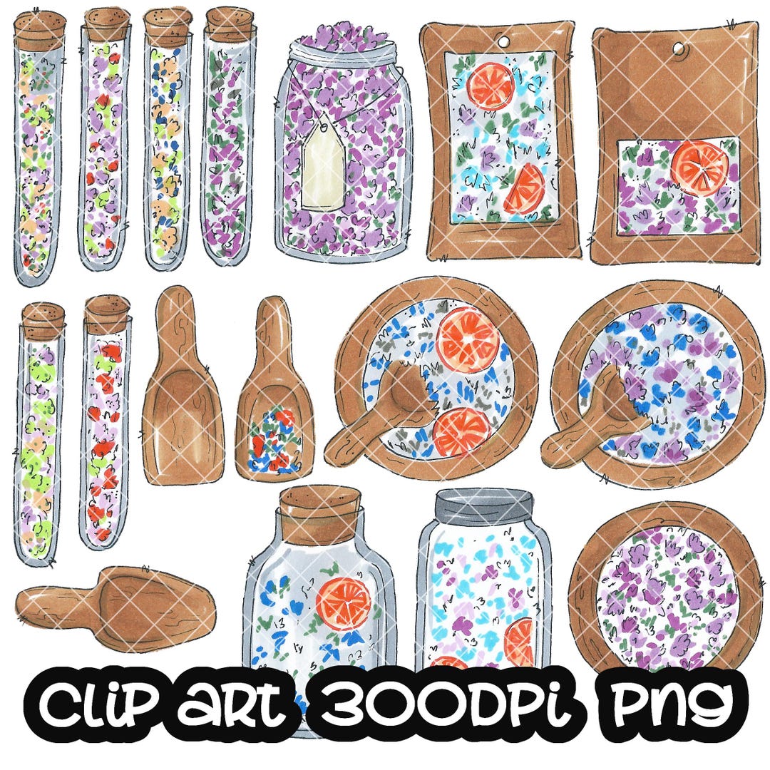 Bath Salt Clip Art, Watercolor Clipart (PNG, Instant Download) - Etsy