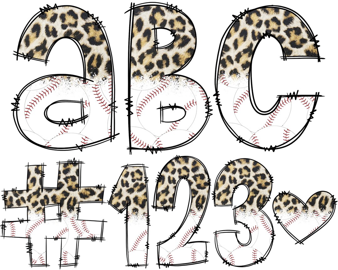Baseball Doodle Letters Leopard Clipart, Letters Clip Art, Sports ...