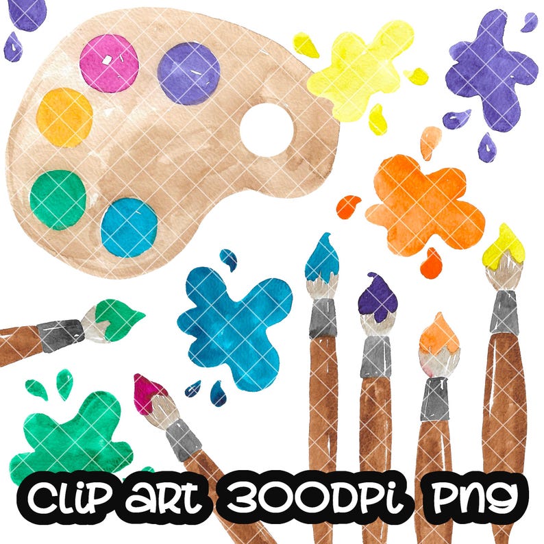 Paint Brush Palette Digital Clip Art PNG - Etsy