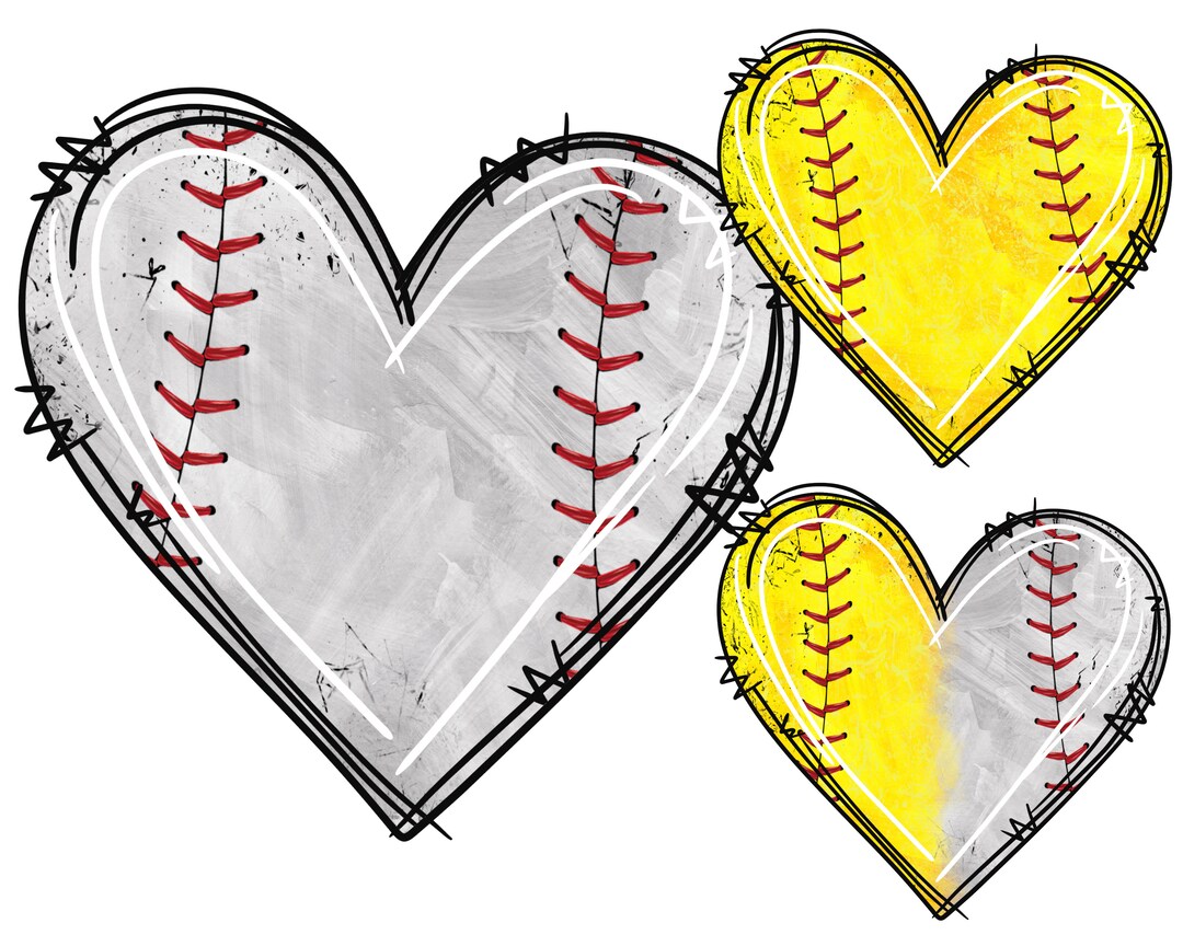 3 Heart Baseball Softball Heart PNG Sport Heart Heart Watercolor ...