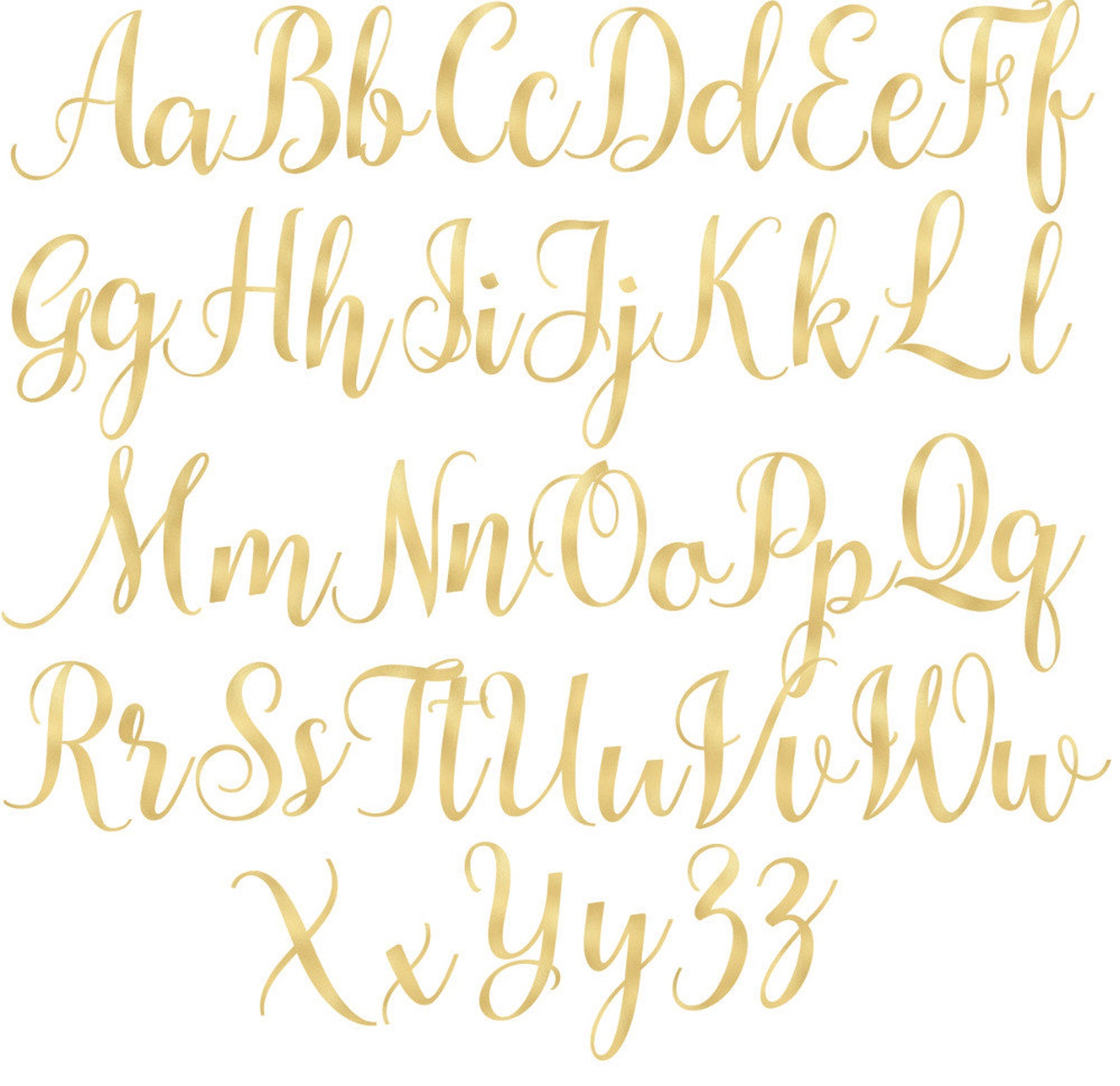 Gold Alphabet Clip Art, Gold Foil Alphabet, Digital Clipart, Numbers ...