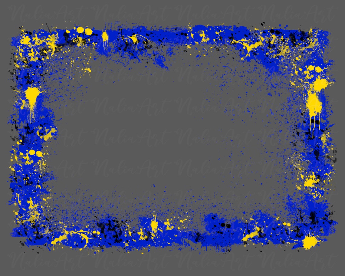 Frame Splatter Blue Yellow Background | Printable Artwork | Splash ...