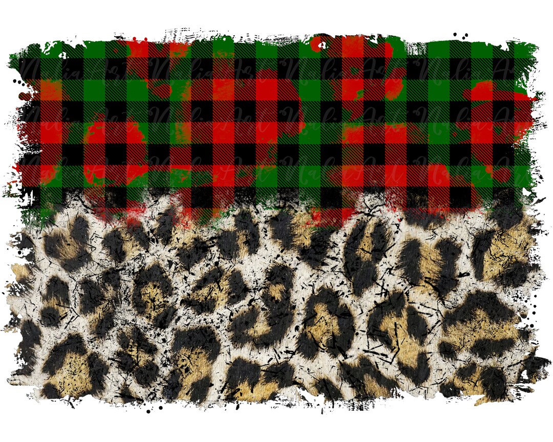 Background Red Green Checkered Leopard, Distressed Print Leopard ...