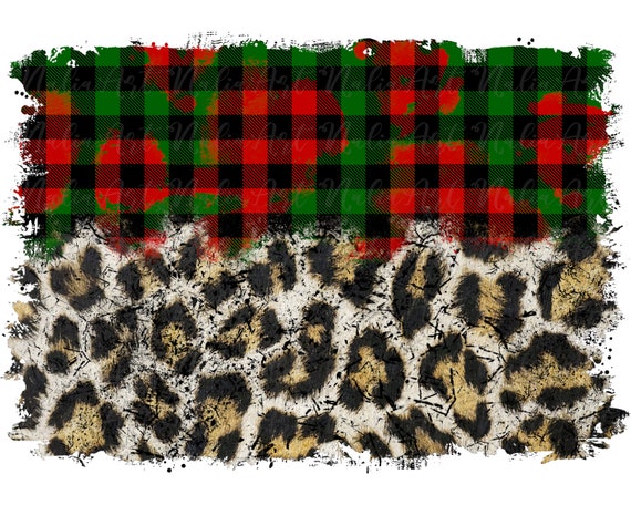 Background Red Green Checkered Leopard Distressed Print - Etsy