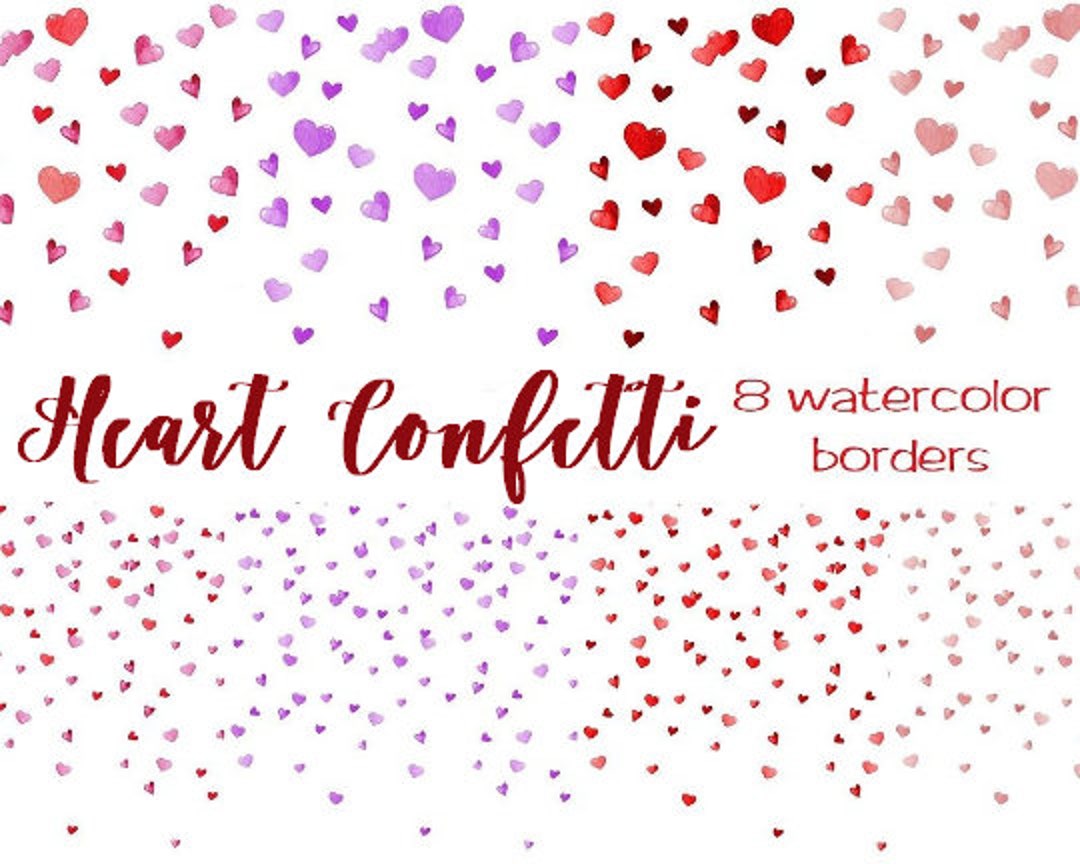 Digital Confetti Heart,colorful Confetti Border, Confetti Clipart ...