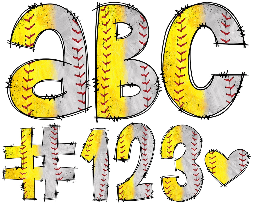 Softball Baseball Doodle Letters Clipart, Letters Clip Art, Sports ...