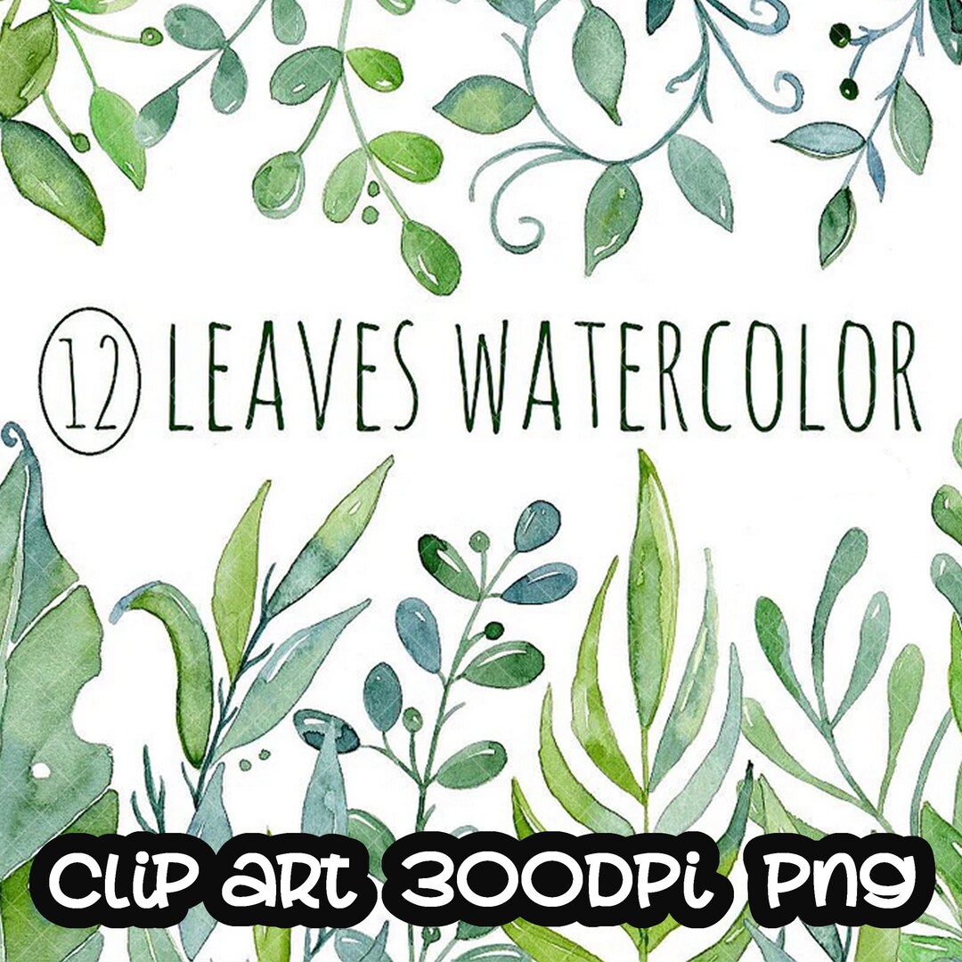 Handpainted Watercolor, Floral, Leaves, Leaf, Digital Clipart, Cards ...