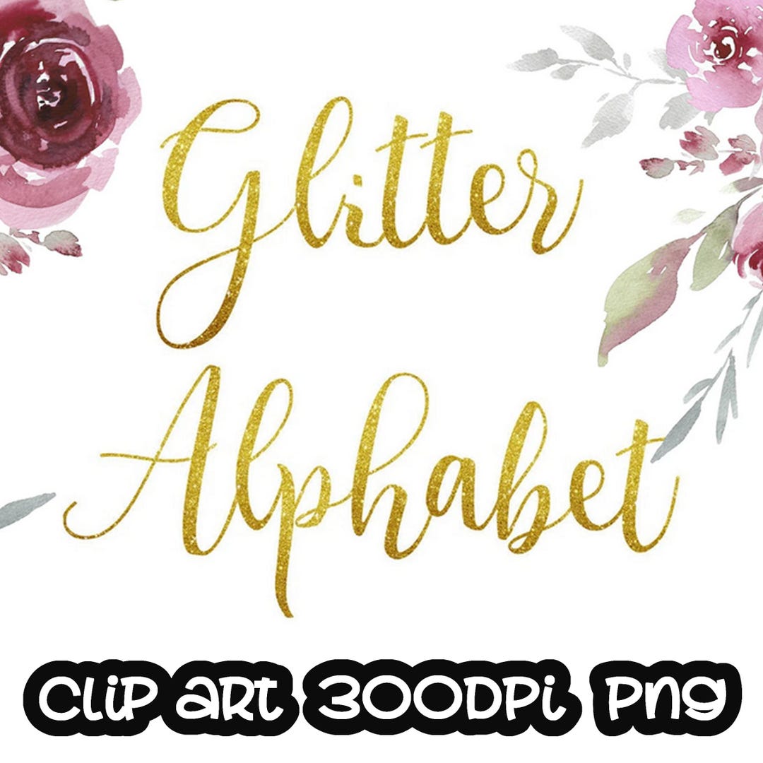 Gold Glitter Alphabet Clip Art, Gold Alphabet, Digital Clipart, Numbers ...