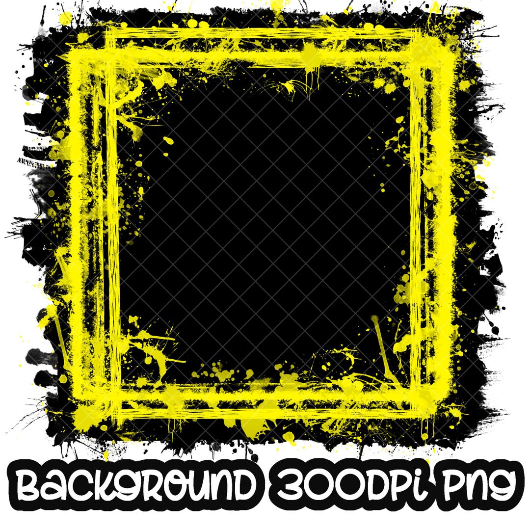 Frame Splatter Black Yellow Background | Printable Artwork | Splash ...