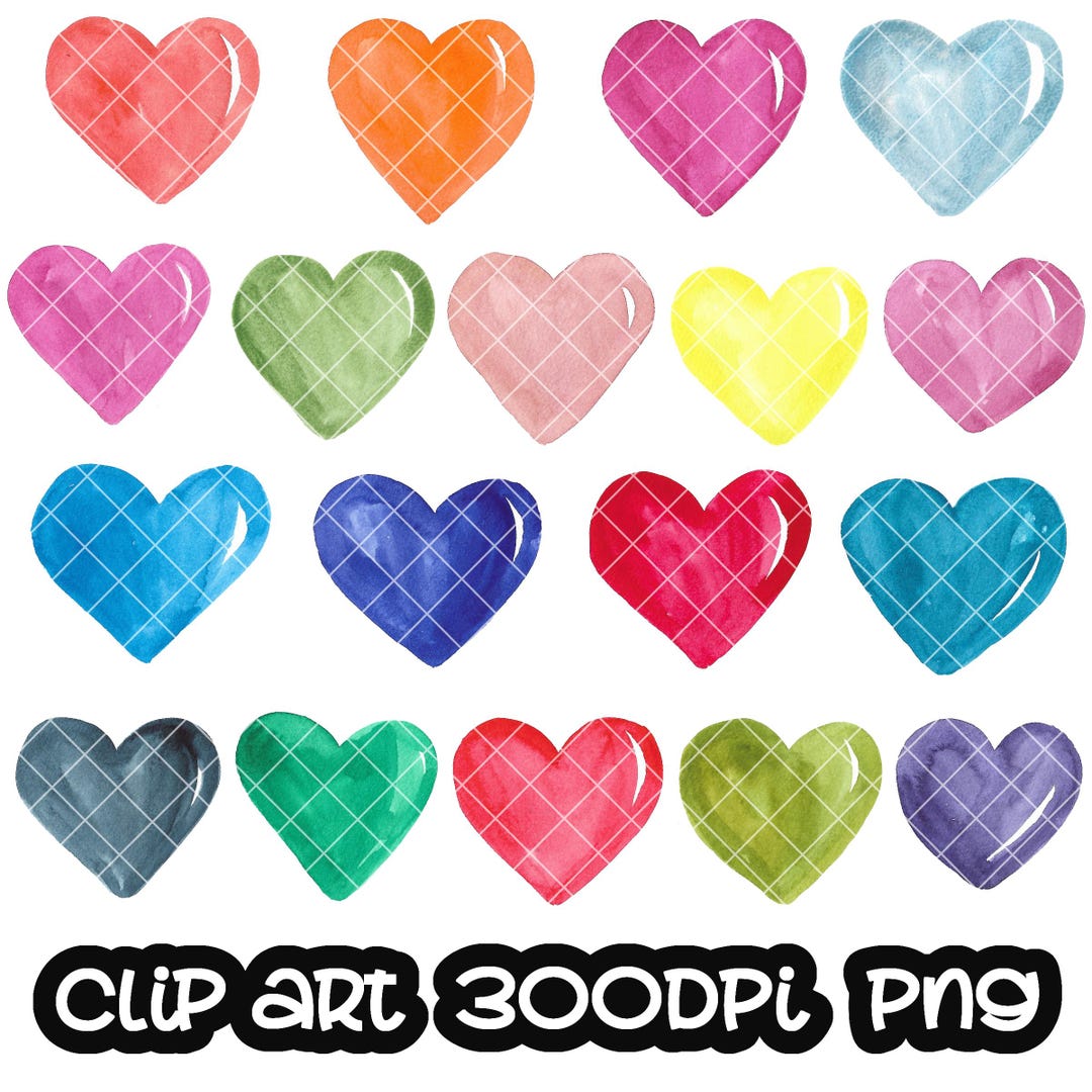 Clipart Heart Valentine's Day Watercolor Clip Art Sublimation PNG - Etsy