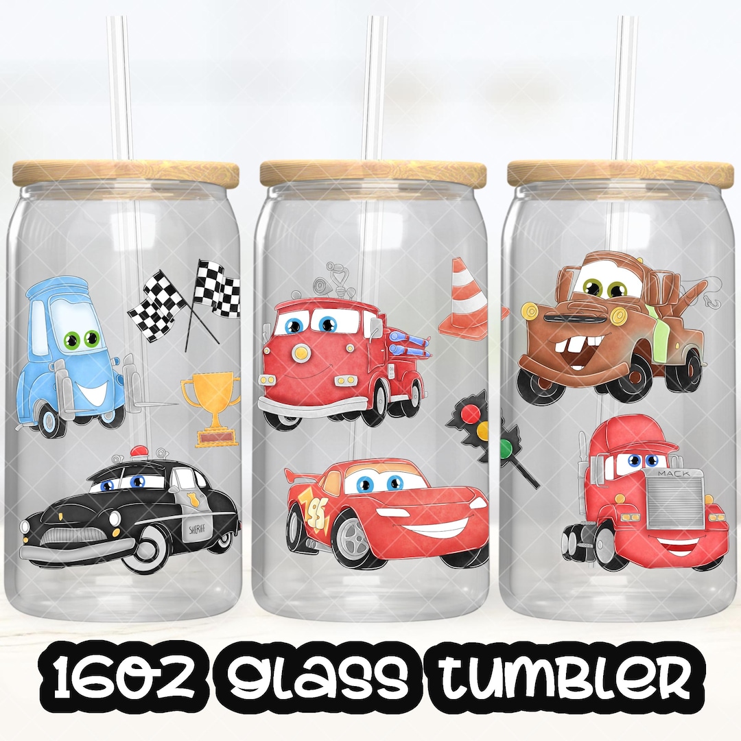Cars Cup PNG File DIGITAL DOWNLOAD 16oz Glass Tumbler Design, 16oz ...