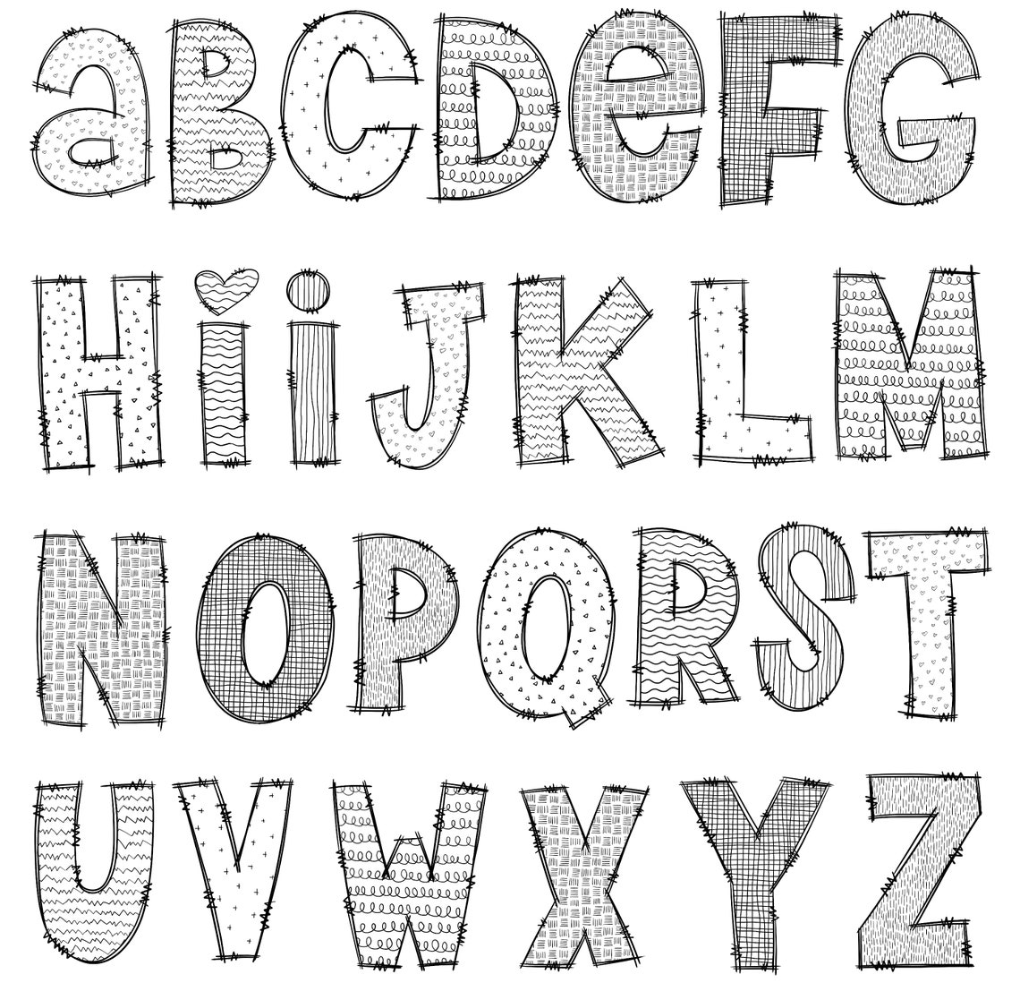 Doodle Letters Clipart Letters Clip Art Digital Clipart - Etsy