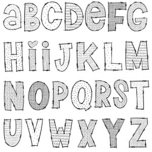 Doodle Letters Clipart, Letters Clip Art, Digital Clipart, Numbers Clip ...