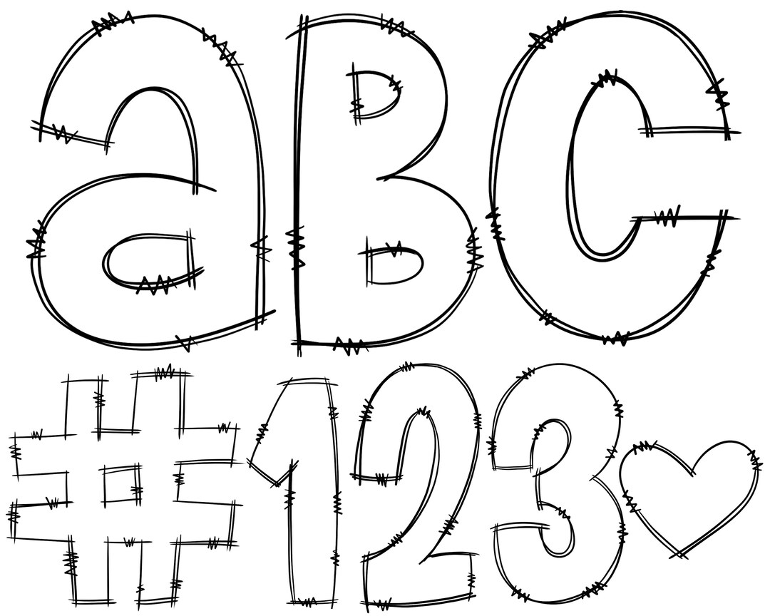 Doodle Letters Clipart, Letters Clip Art, Digital Clipart, Numbers Clip ...