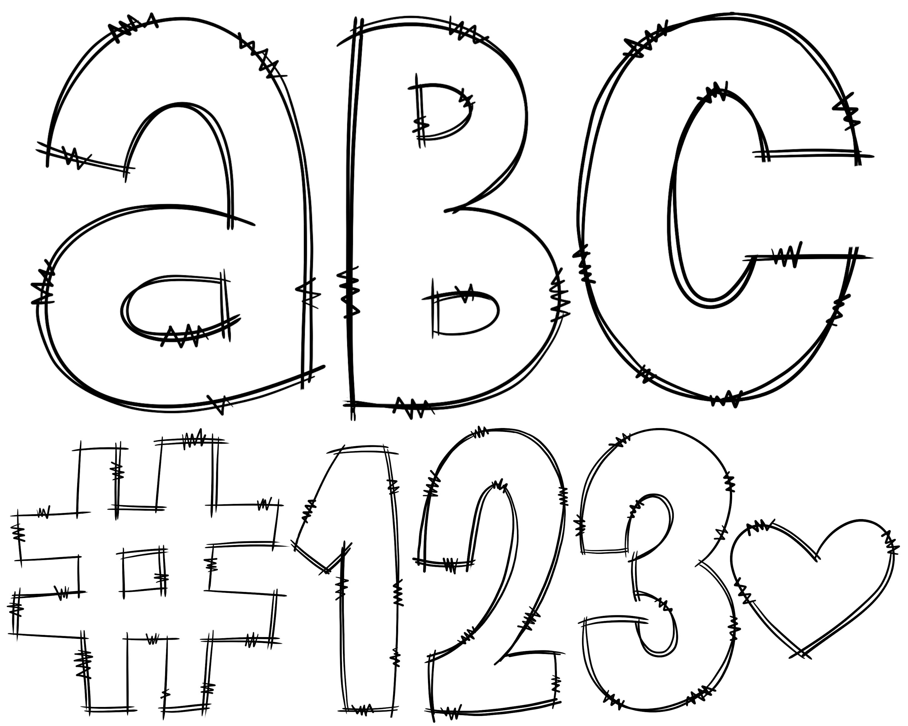 Doodle Letters Clipart Letters Clip Art Digital Clipart - Etsy