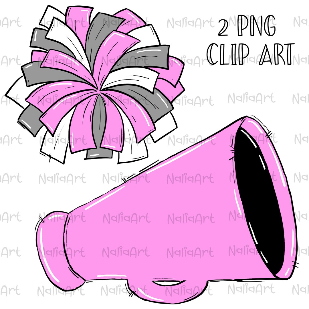 Cheer Poms Megaphone Football Pink Digital Download Cheerleader ...