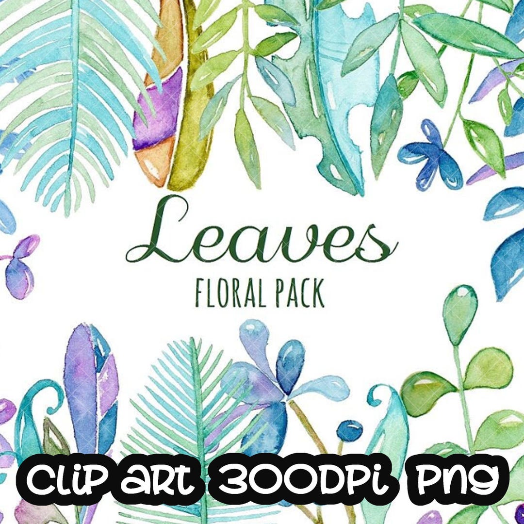 Handpainted Watercolor, Floral, Leaves, Leaf, Digital Clipart, Cards ...