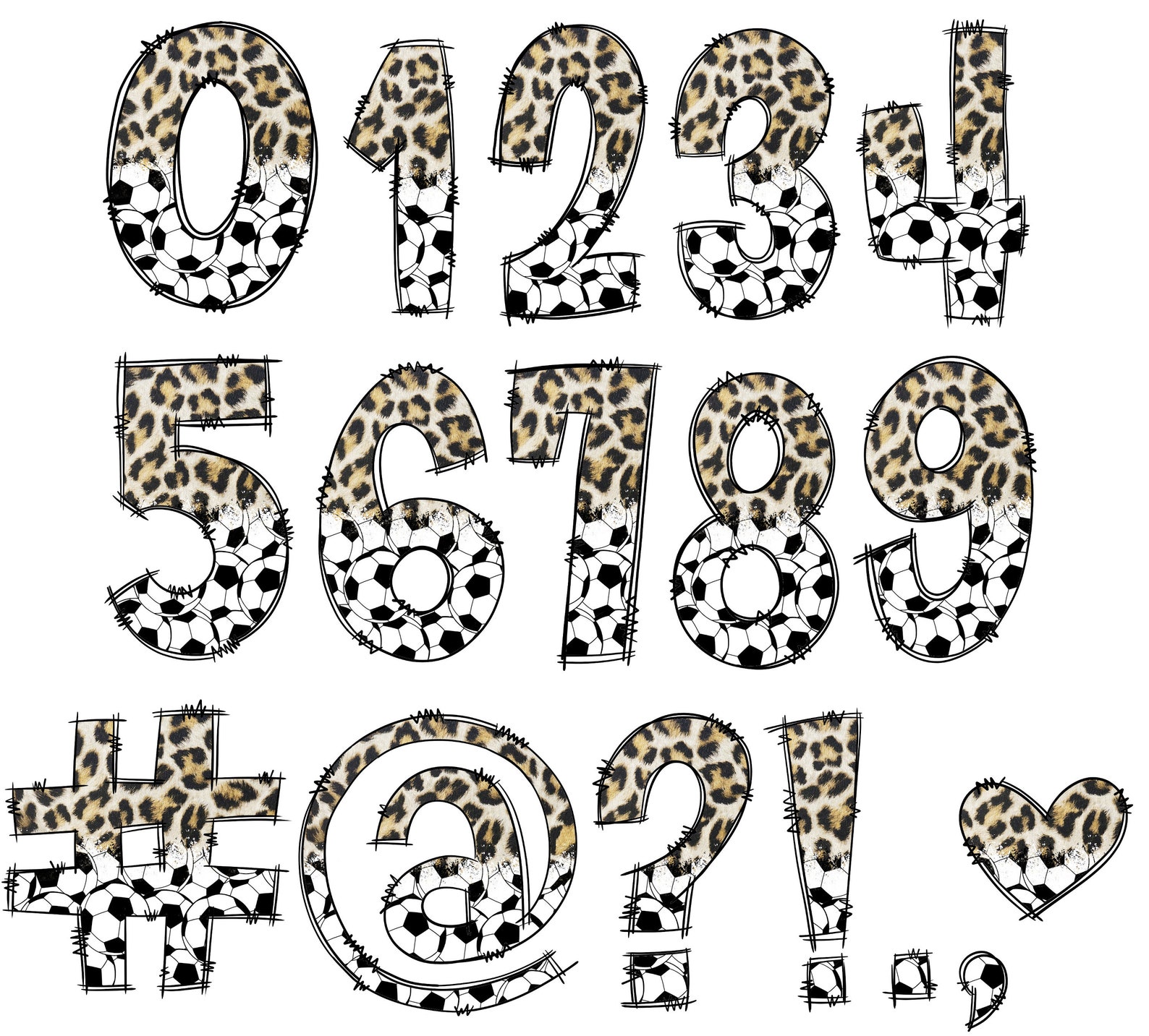 Soccer Doodle Letters Leopard Clipart, Soccer Leopard Letters Clip Art ...
