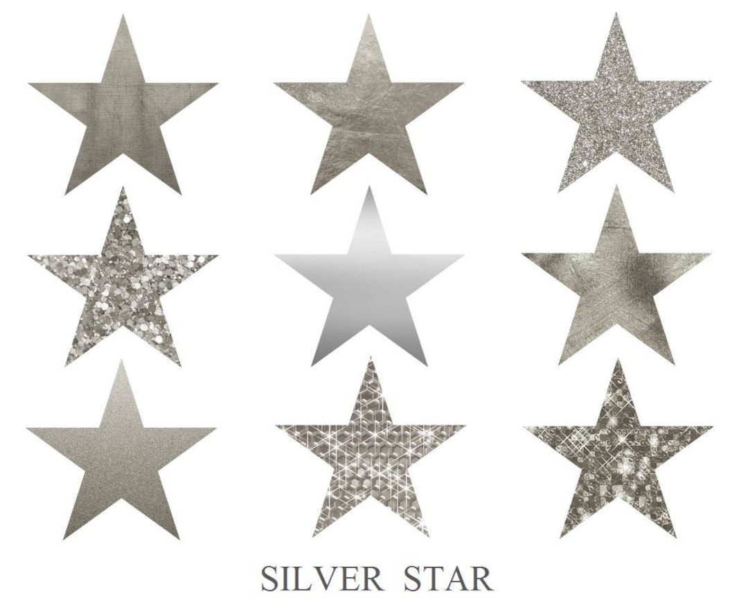 Silver Star, Stars Clip Art, Stars Glitter, Foil Gold, Digital Clipart ...