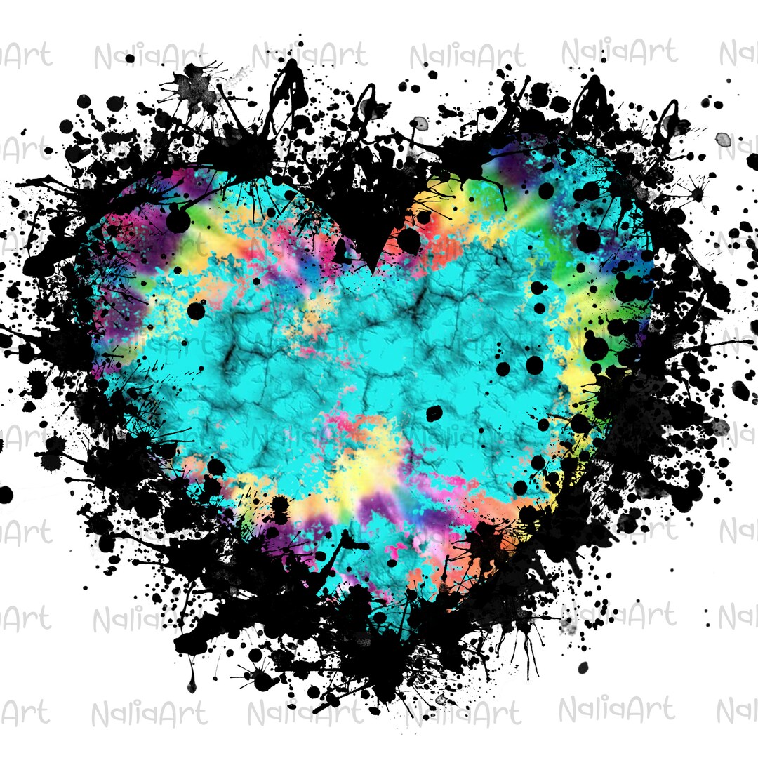 Heart Turquoise Tie Dye Heart PNG Cheetah Heart Heart Watercolor ...