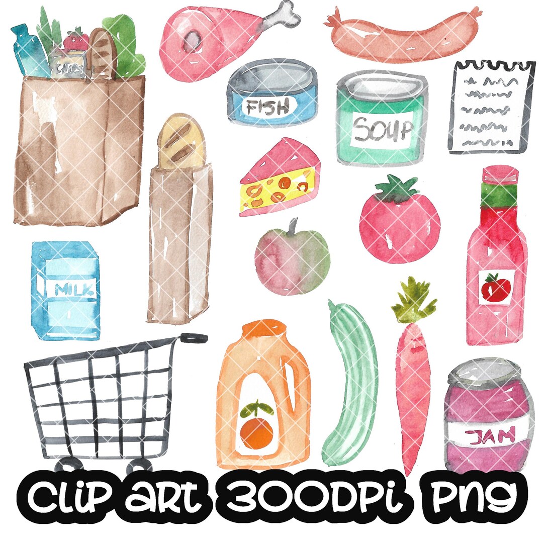 Shop Clip Art, Watercolor Clipart (PNG, Instant Download) - Etsy