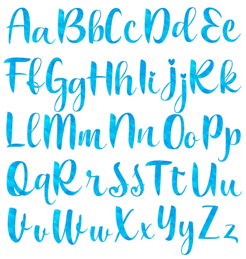 Blue Watercolor Alphabet Clipart Watercolor Letters Digital - Etsy
