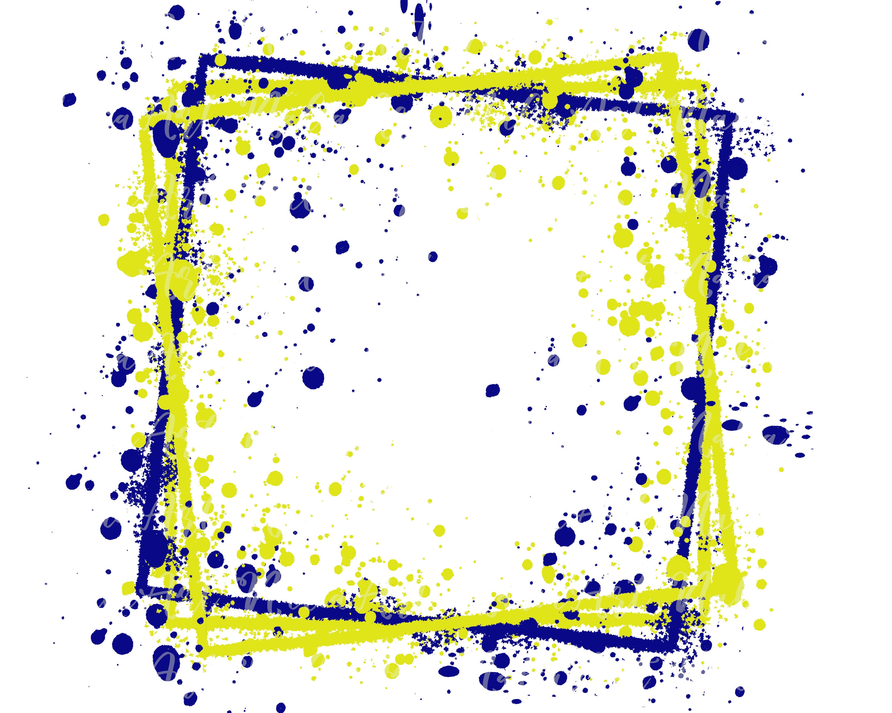 Frame Splatter Blue Yellow Background Printable Artwork Splash Frame ...
