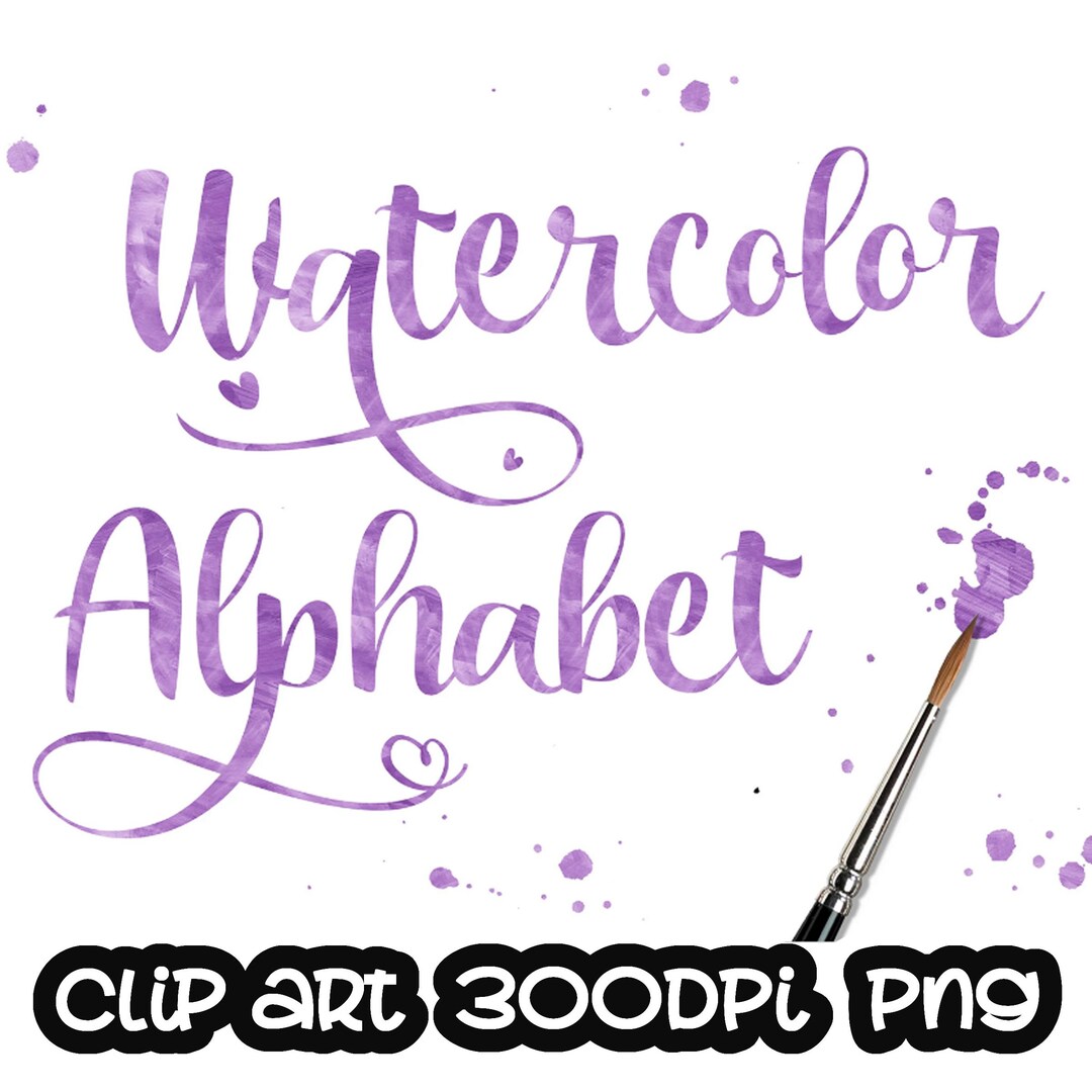 Purple Watercolor Alphabet Clipart, Watercolor Letters, Digital Clipart ...